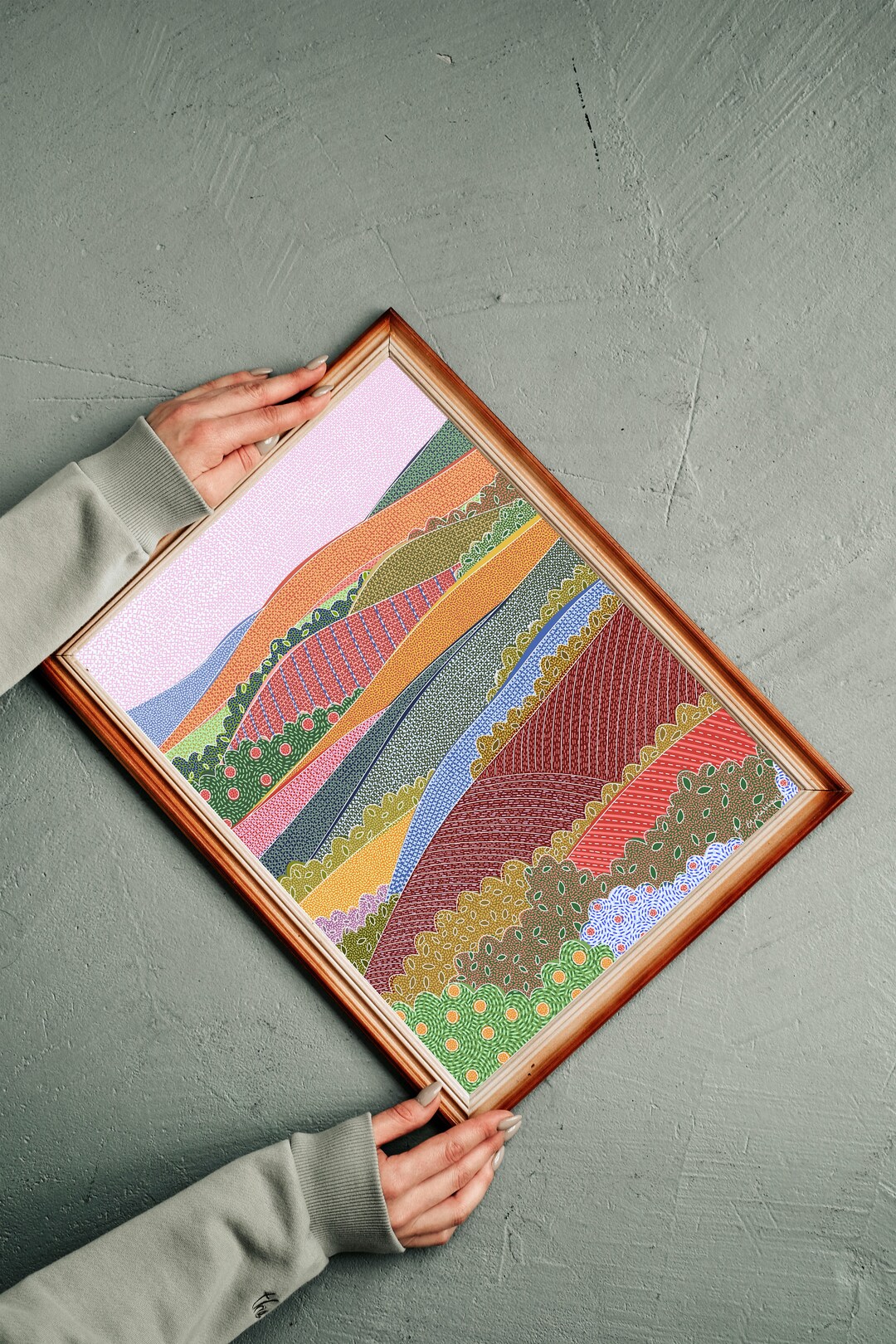 Palestinian Colour Hills Digital Print Embroidery Palestine Countryside ...