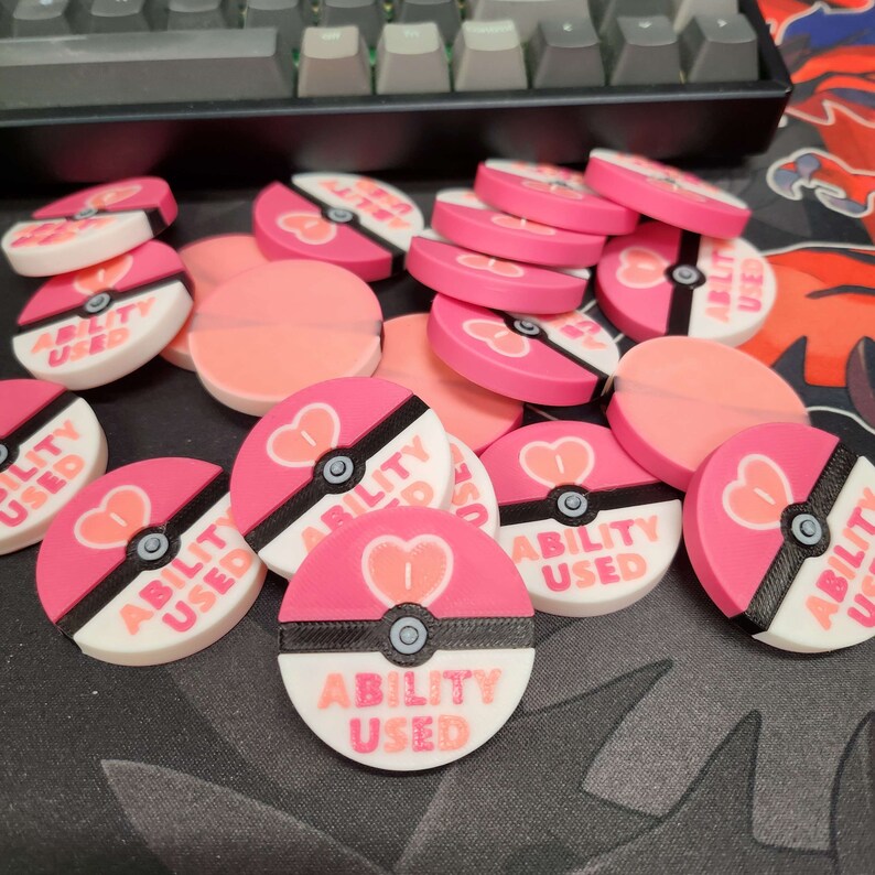 Set of 6 Pokemon Love Ball TCG Ability Used Marker Tokens - Etsy