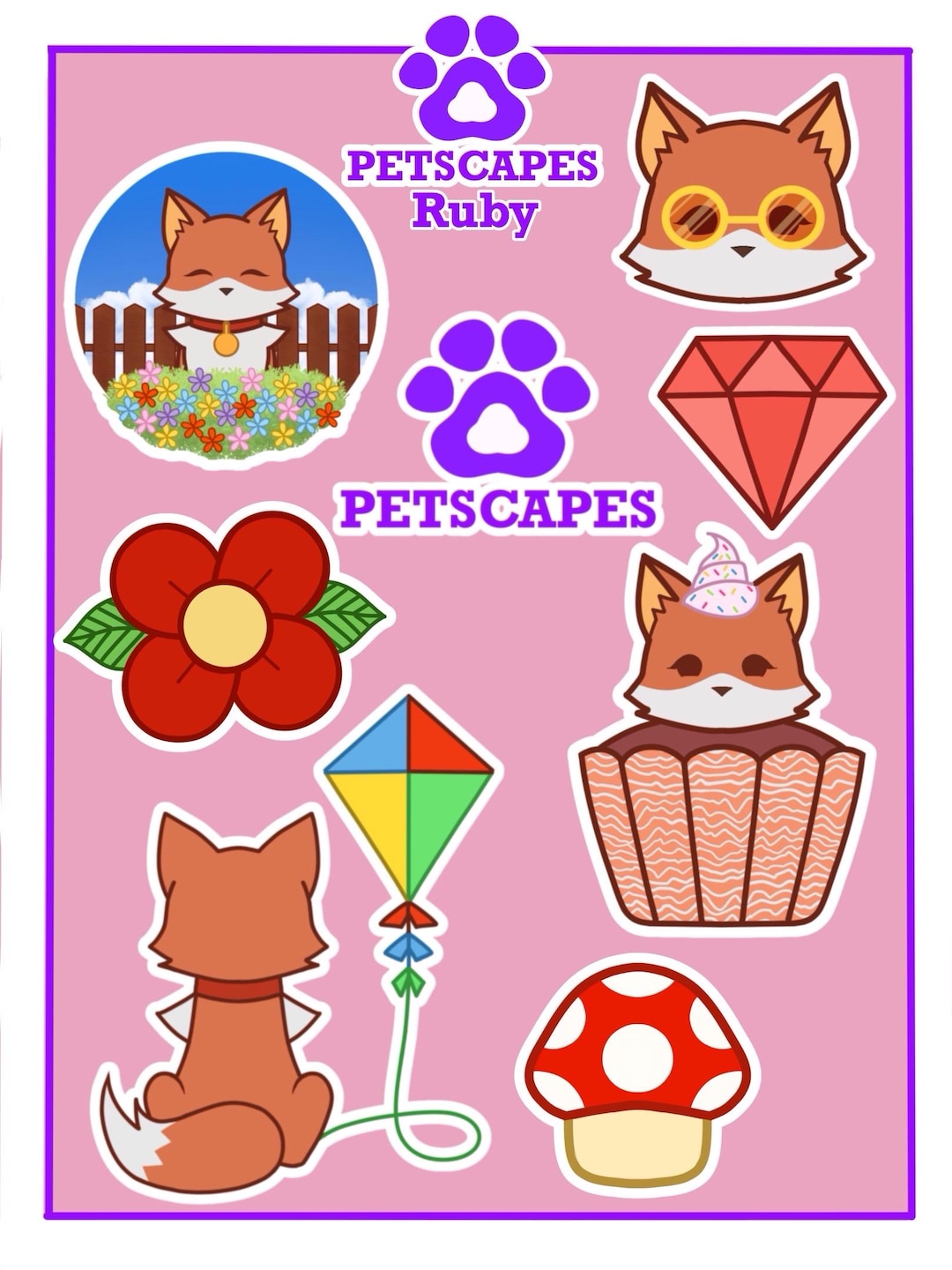 Ruby the Fox Printable Stickers – Cute Kawaii Animal Pngs | Original ...