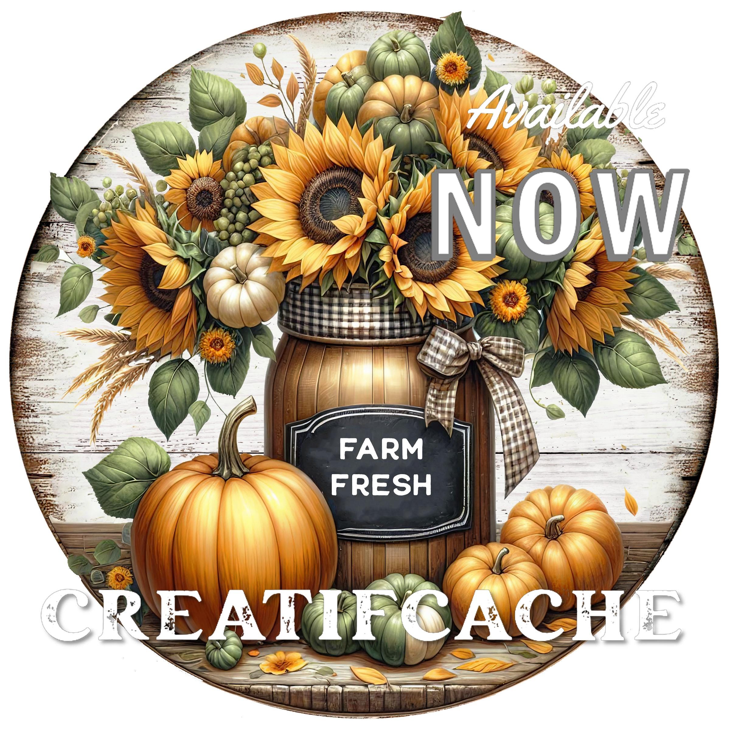 Sunflower Farm Sign: Rustic Autumn Wreath Decor (PNG, JPEG) - Etsy