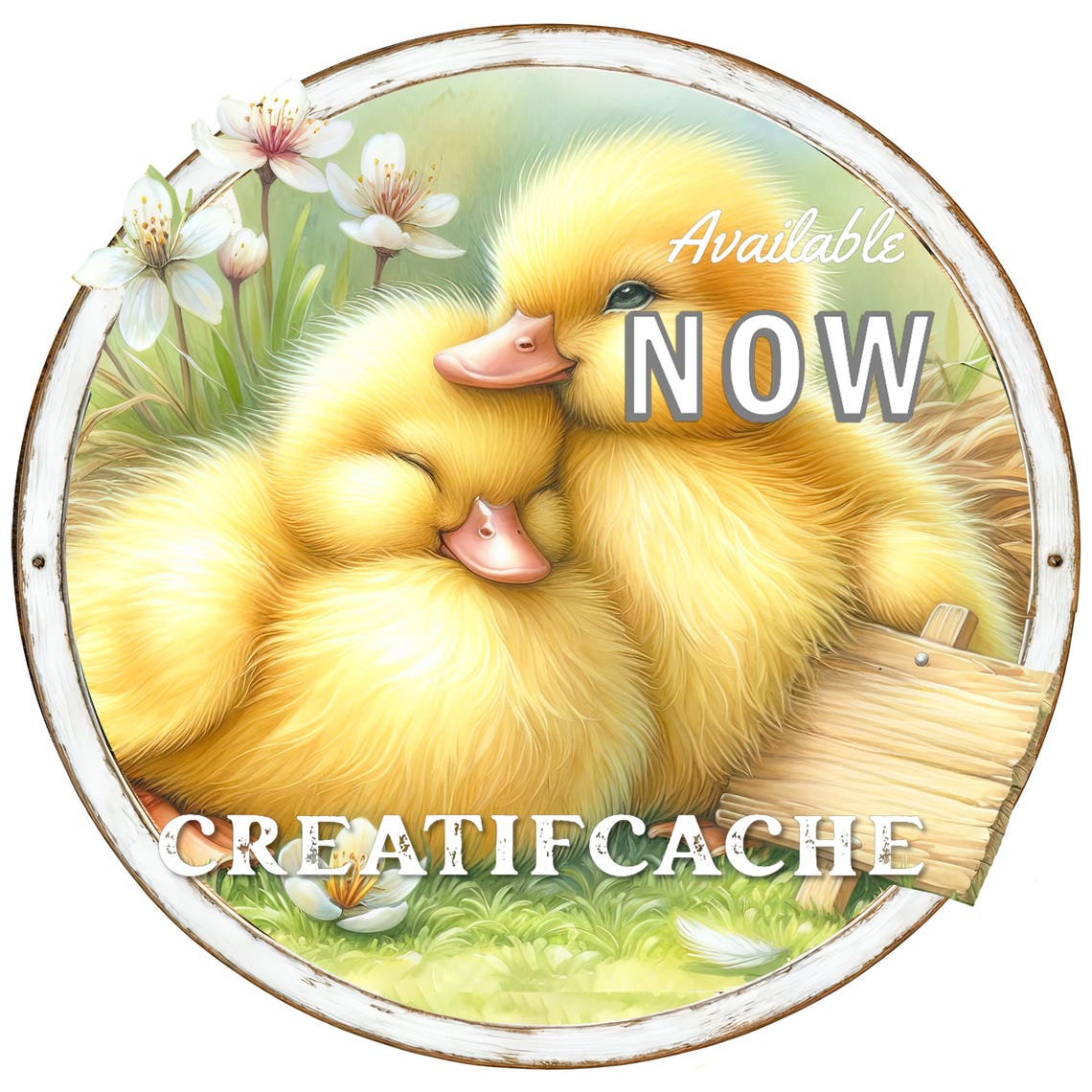 Spring Ducklings PNG Round Sublimation Digital Printable Wreath ...