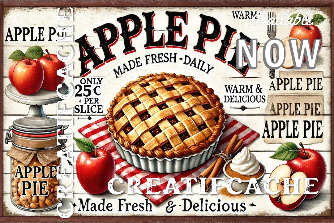 Farmhouse Apple Pie, DIY Sign, Rustic, Country-style 11x15" Cutting ...