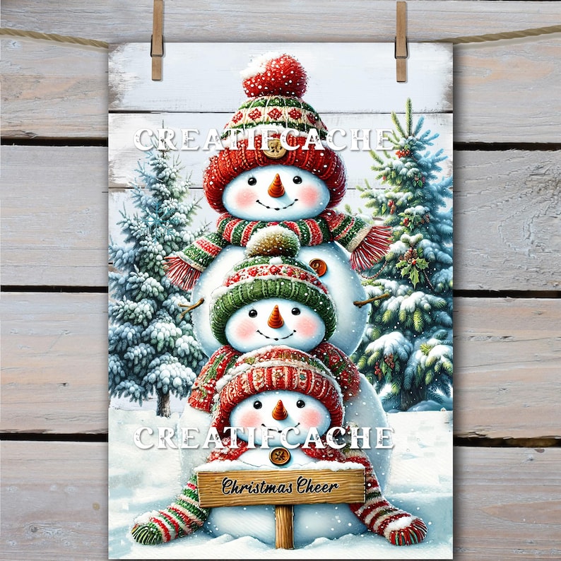 Snowman Garden Flag, Stacked Snowmen, Home Decor, Christmas DIY Sign ...