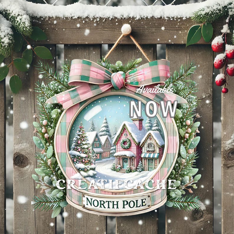Christmas Snowglobe Borth Pole Village Cutout Fussy Cut PNG DIY Crafts ...