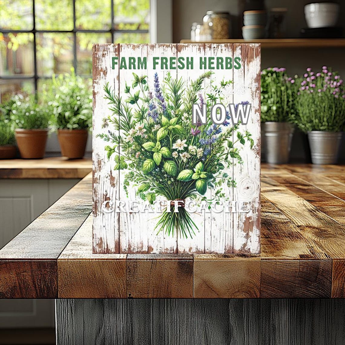 Rustic Farm Fresh Herbs, Herb Bouquet Flowers, Farmhouse Garden Herbs ...