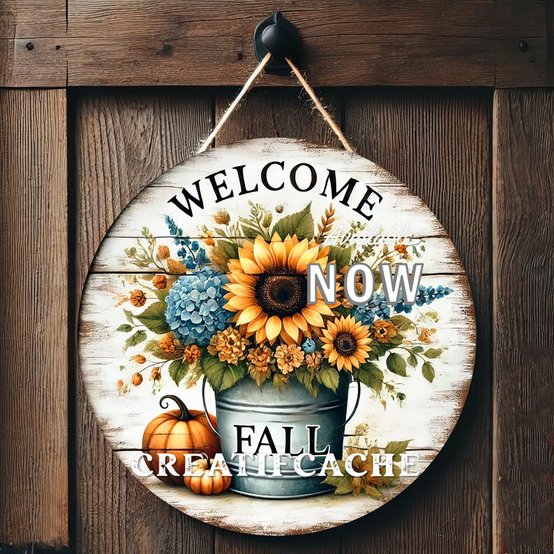 Farmhouse, Welcome Fall, Sunflowers, Wreath Sign, Autumn Wreath Sign ...