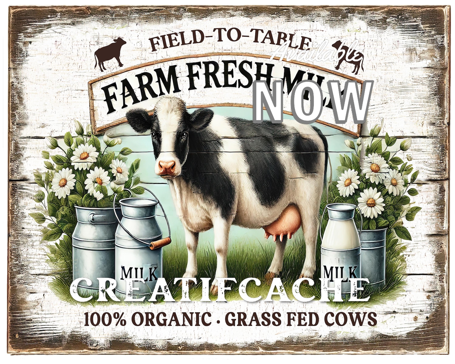 Farm Fresh Milk, Dairy Farm, Rustic Digital Sublimation, Cutting Board ...