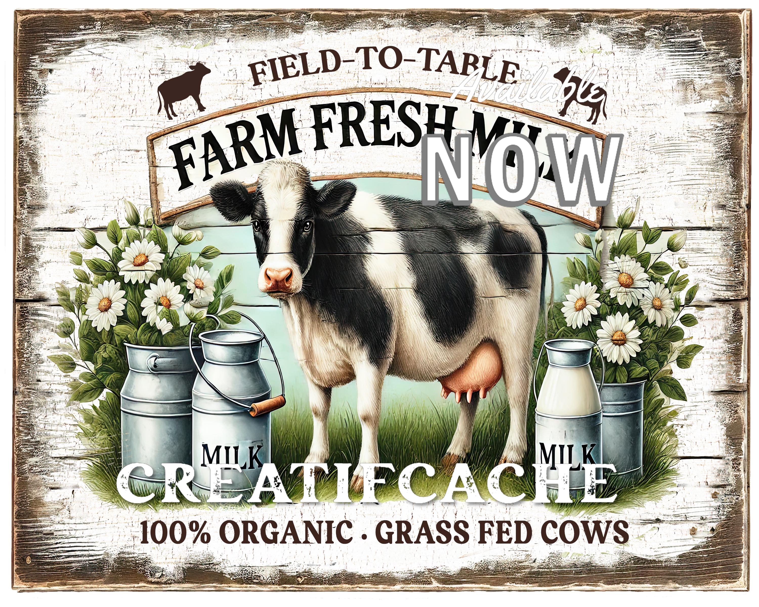 Farm Fresh Milk, Dairy Farm, Rustic Digital Sublimation, Cutting Board ...
