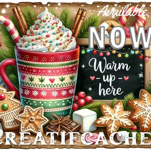 Hot Cocoa Station, Cookies, Xmas DIY Sign, Sublimation, Square Door ...