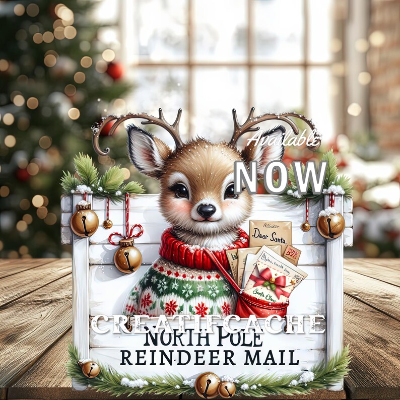 Cute Rudolph Reindeer, Christmas Mail, Sublimation, DIY, Metal PNG Sign ...