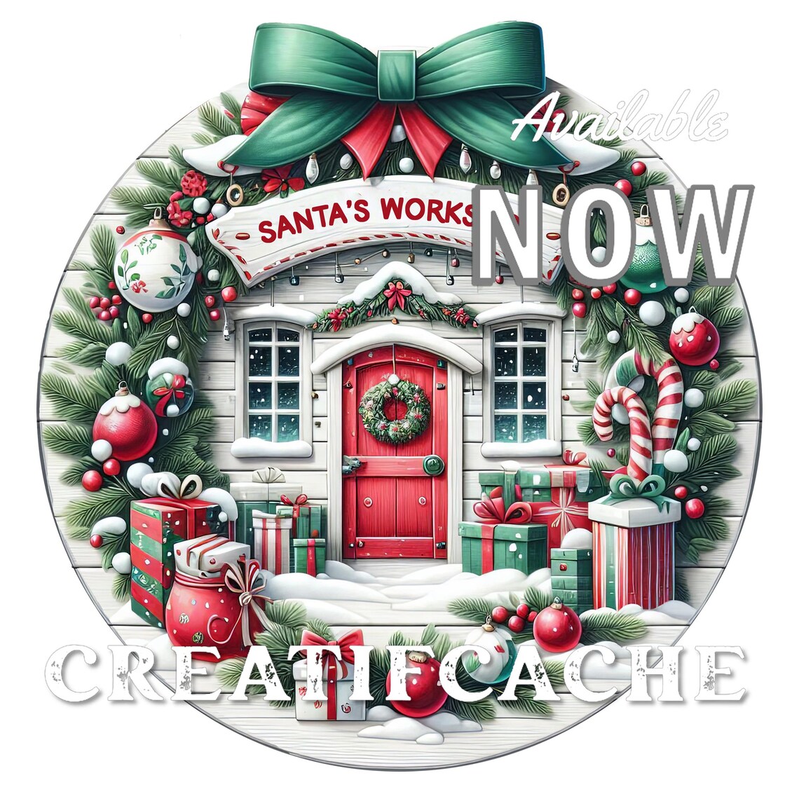 Santa's Workshop Circle Sublimation DIY Sign Making Fabric Transfer ...