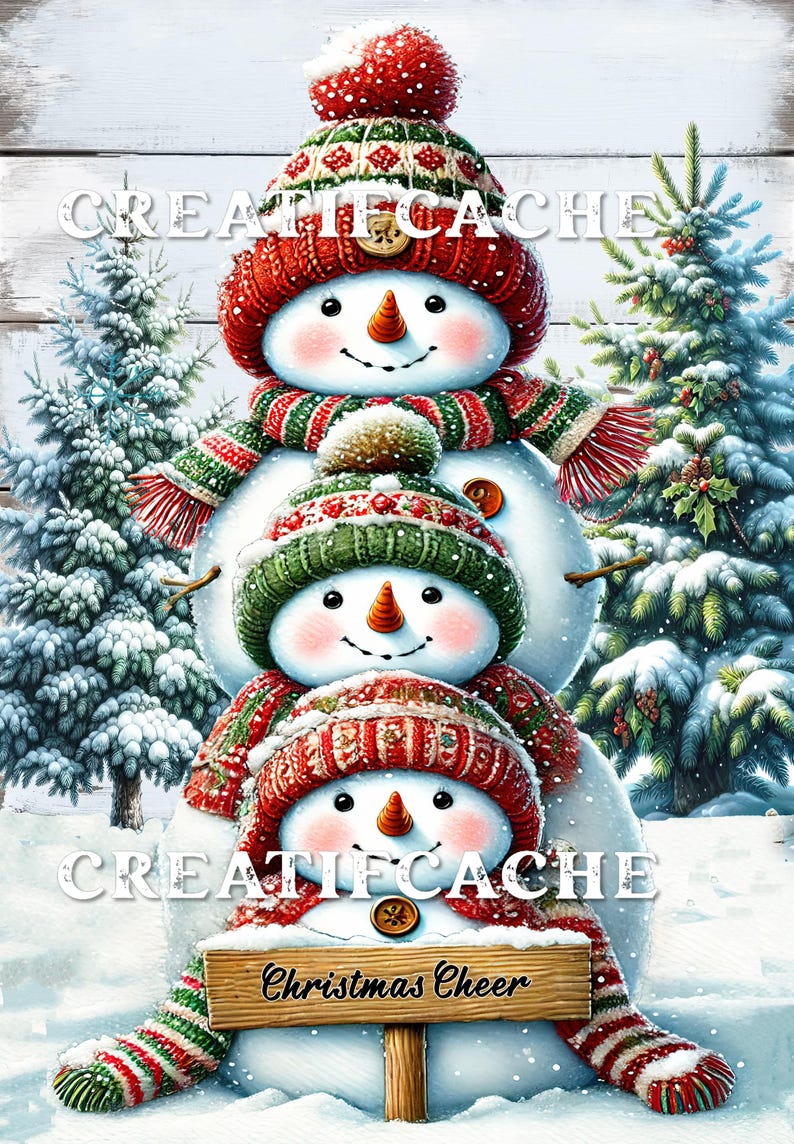 Snowman Garden Flag, Stacked Snowmen, Home Decor, Christmas DIY Sign ...