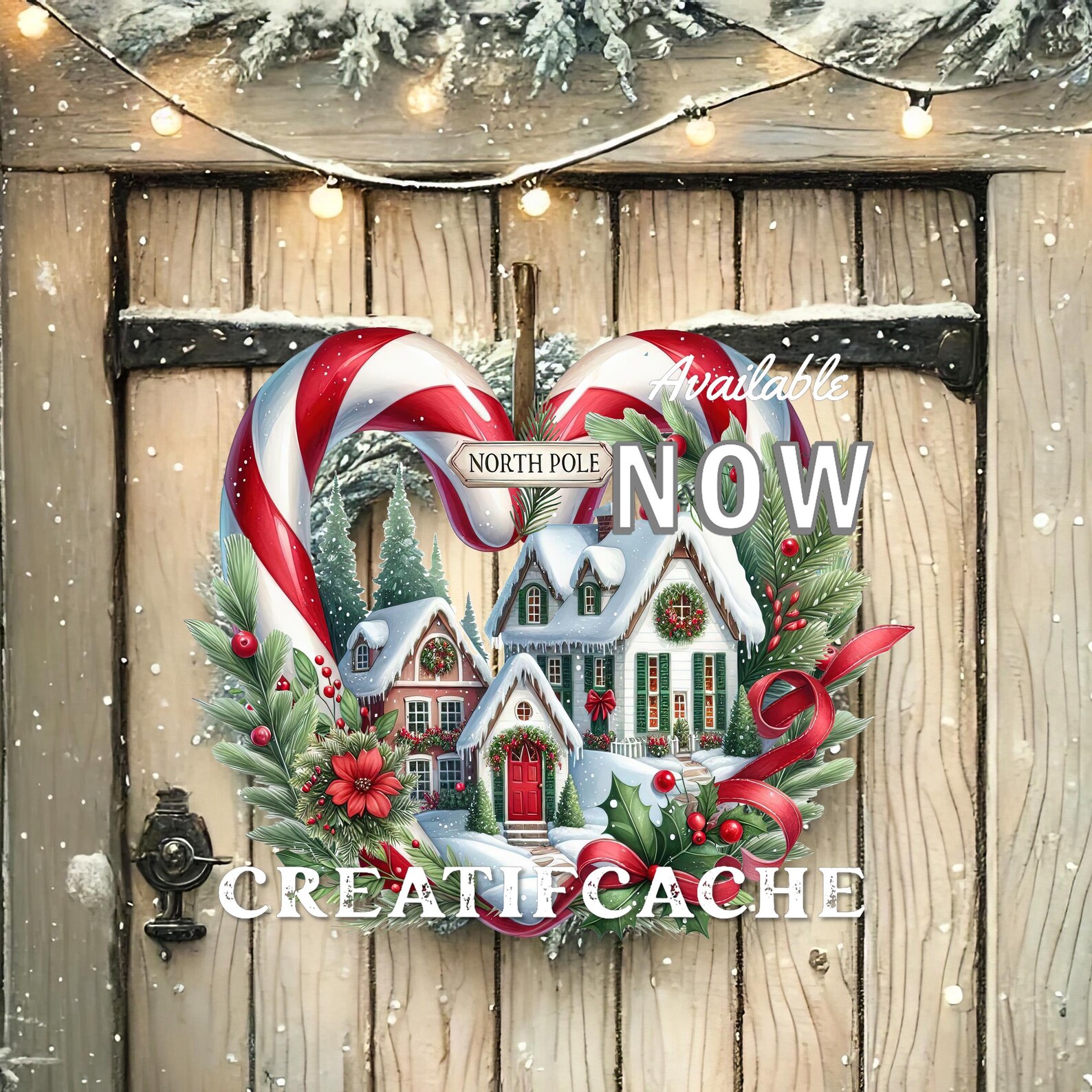 Christmas Candy Cane Heart Sublimation DIY Sign, Door Hanger, Digital ...