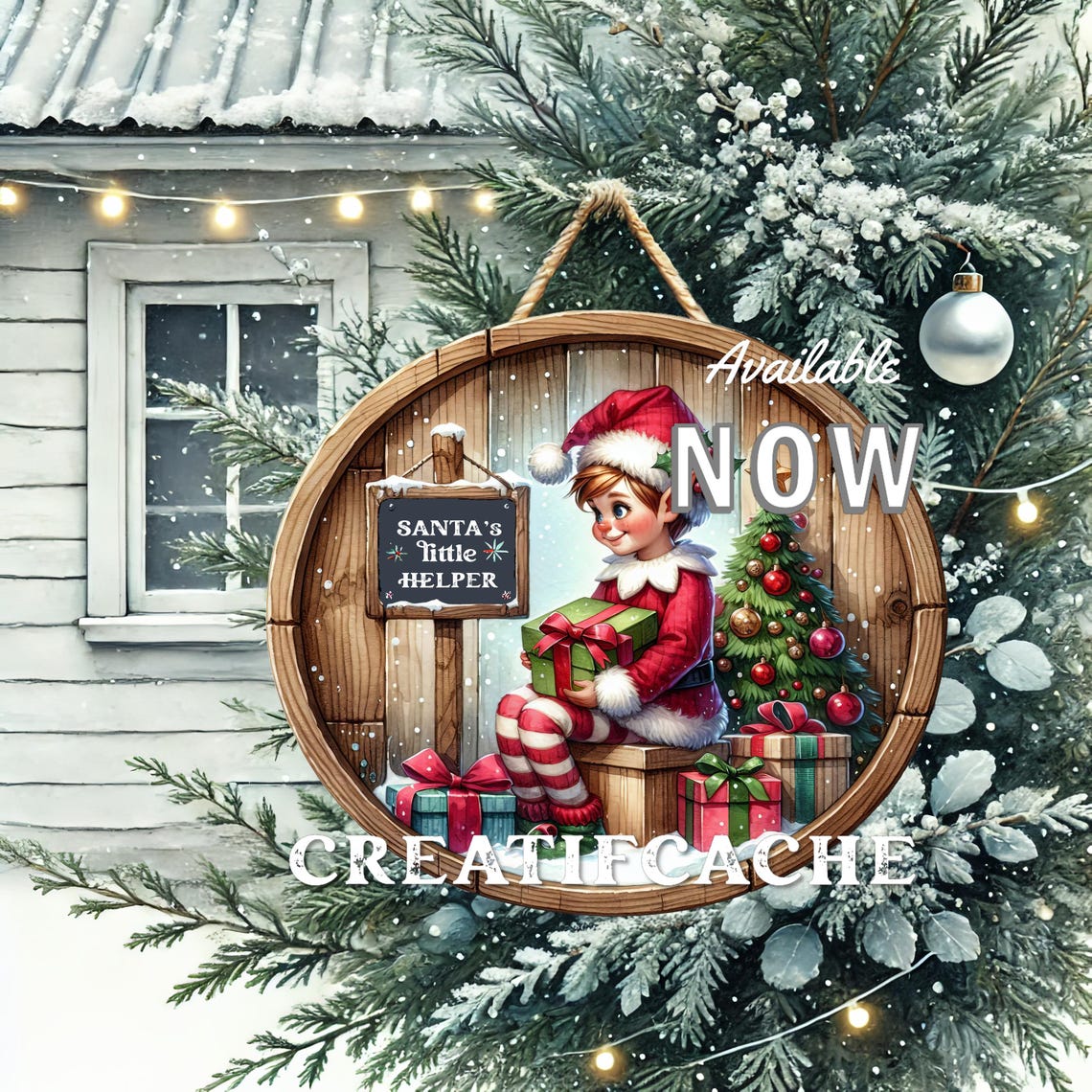 Santas Little Helper, Christmas Elf, Sublimation Circle, DIY, PNG Sign ...