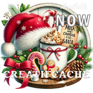 Milk and Cookies for Santa, Santa Hat, DIY Digital Print, Christmas ...