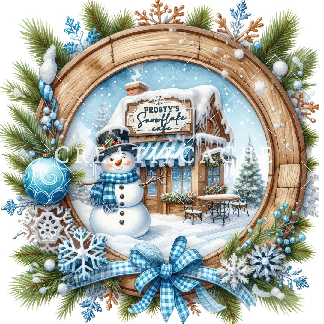 Frostys Hot Cocoa Cafe, Digital PNG Round Door Hanger DIY Sign, Hot ...