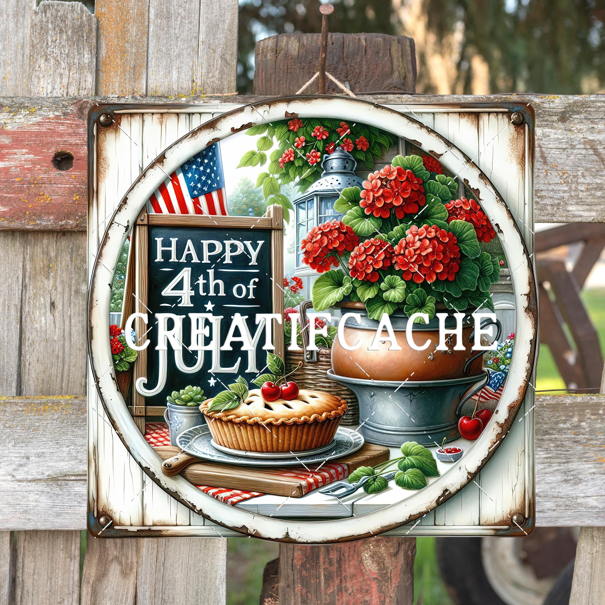 4th of July Metal Sign 10x10 Patriotic American Flag Stars & Stripes ...