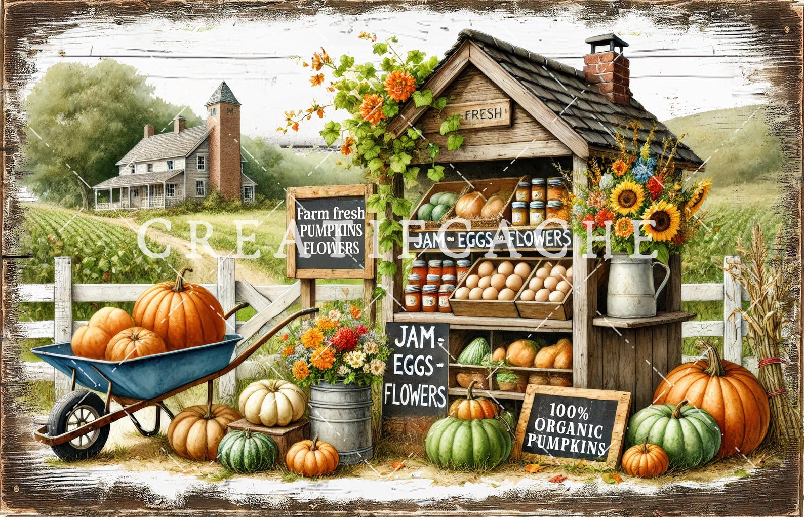 Fall Farmers Market Stand, Pumpkin Stall, Cutting Board Sublimation ...