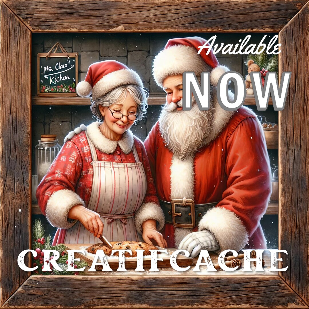 Santa and Mrs Claus, Christmas Kitchen, Xmas DIY Sign, Sublimation ...
