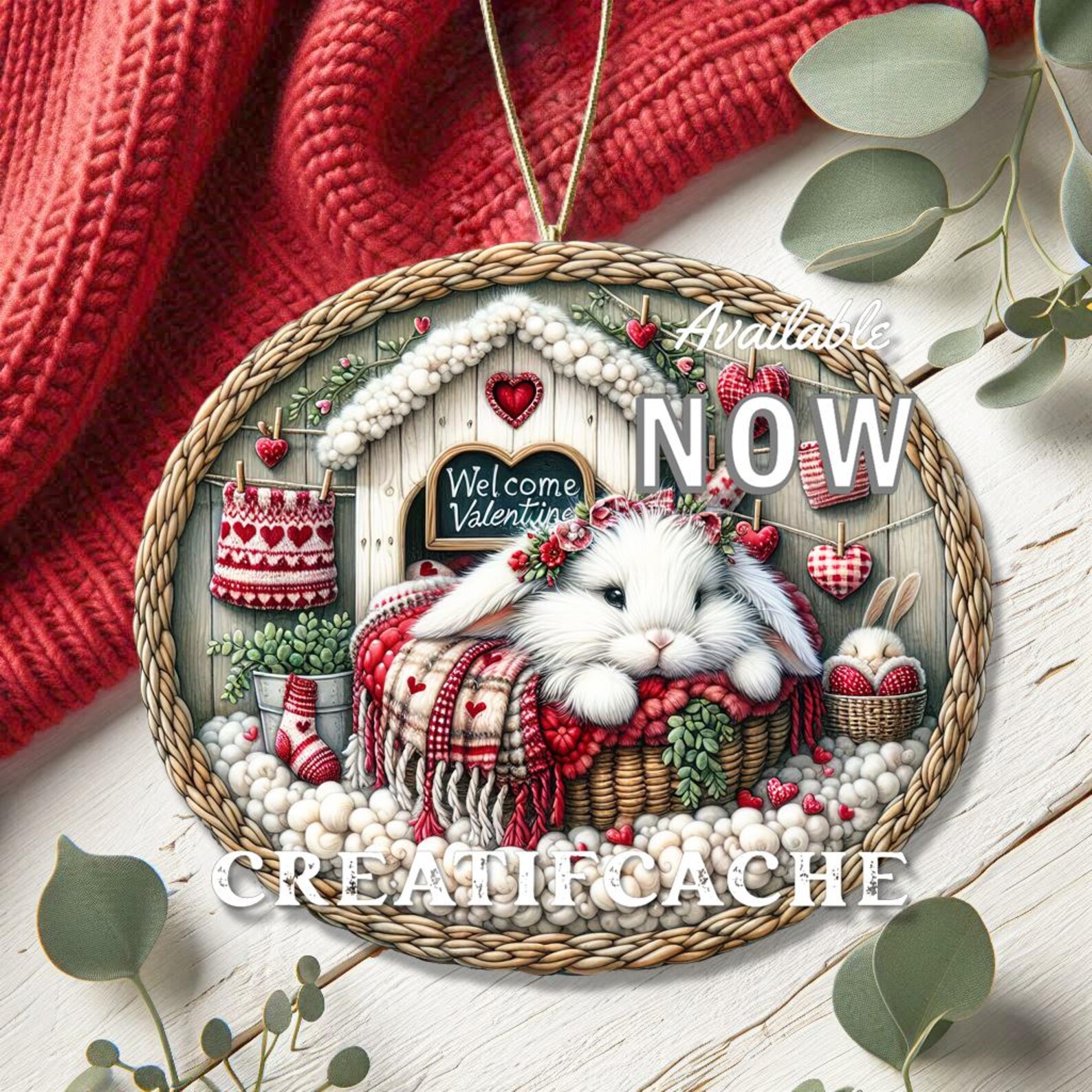 Adorable Valentine Bunny Cottage, Welcome Valentine, Oval Sign, DIY ...