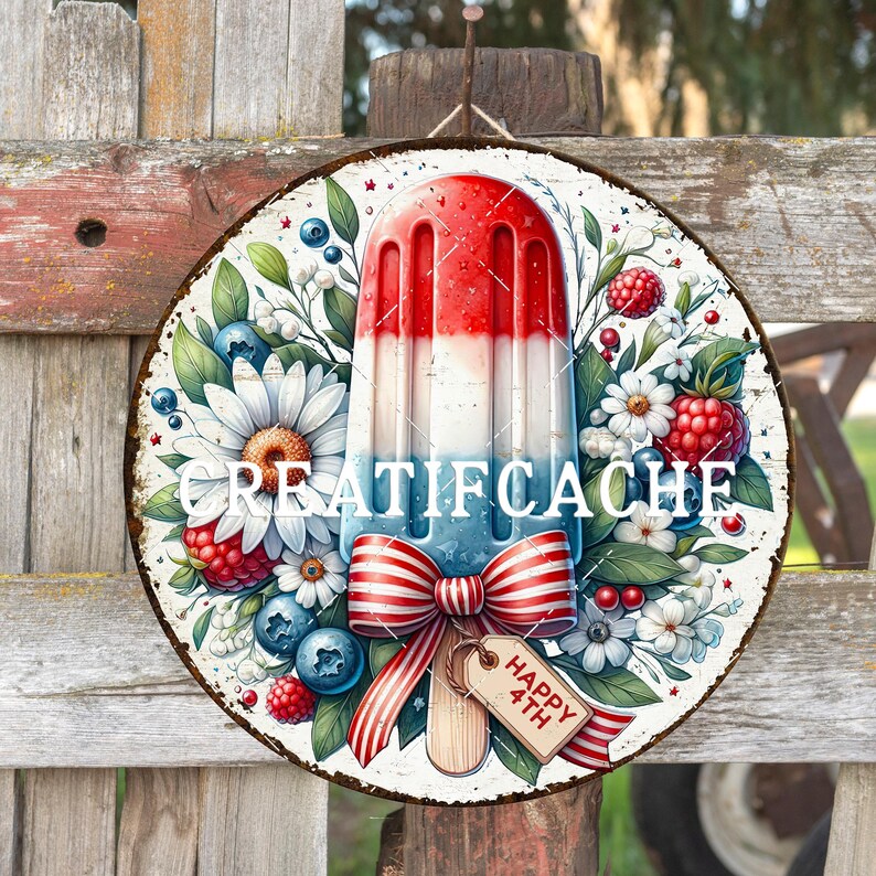 Patriotic Popsicle PNG, 4th of July Door Hanger Design (digital ...