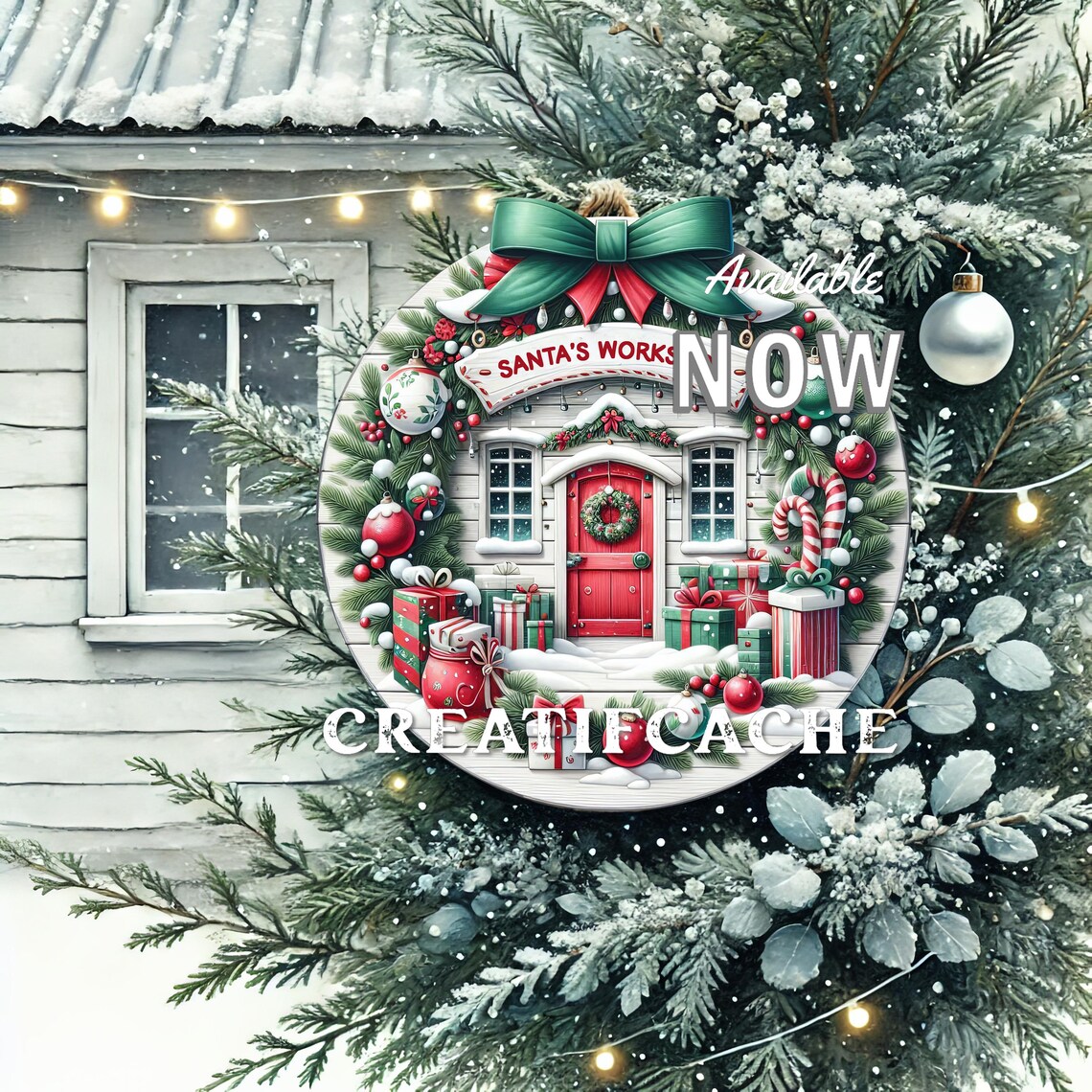 Santa's Workshop Circle Sublimation DIY Sign Making Fabric Transfer ...