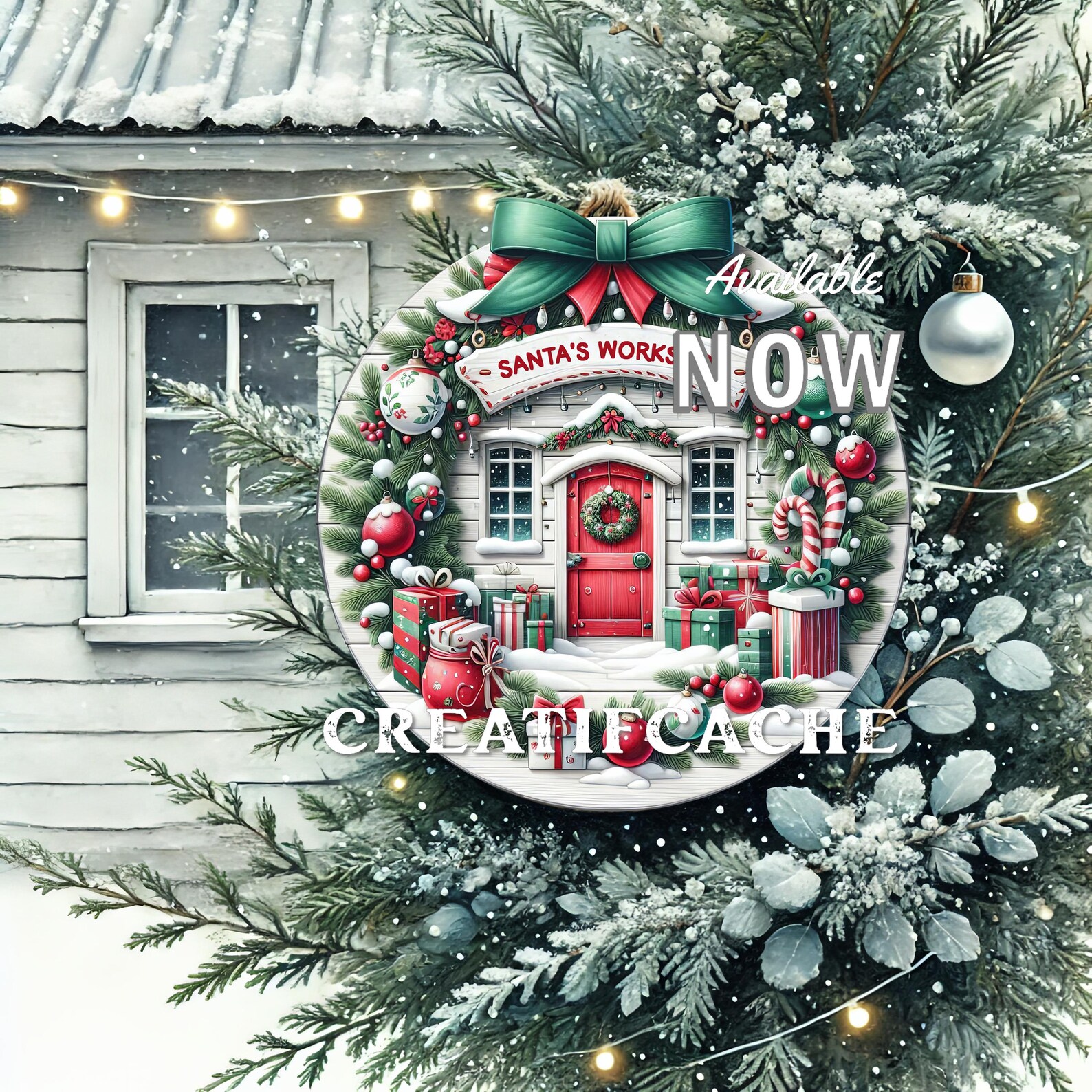 Santa's Workshop Circle Sublimation DIY Sign Making Fabric Transfer ...