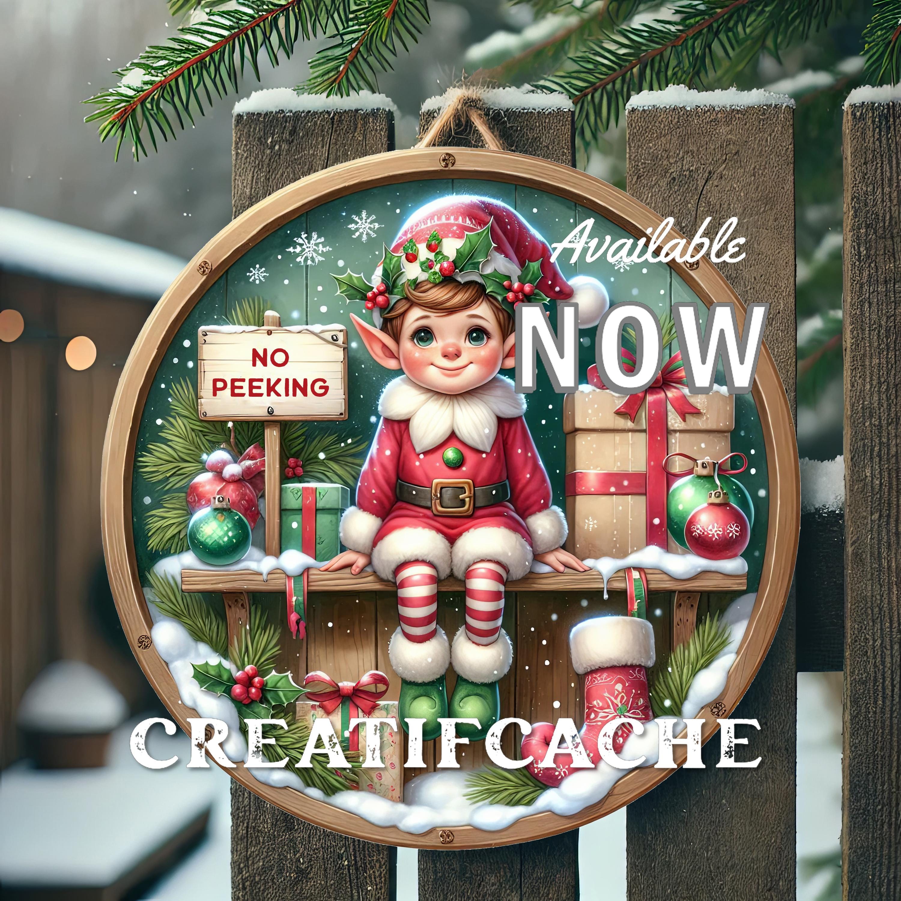 Cute, Christmas Elf, Sublimation Round Wood Signs, DIY Crafts PNG Sign ...