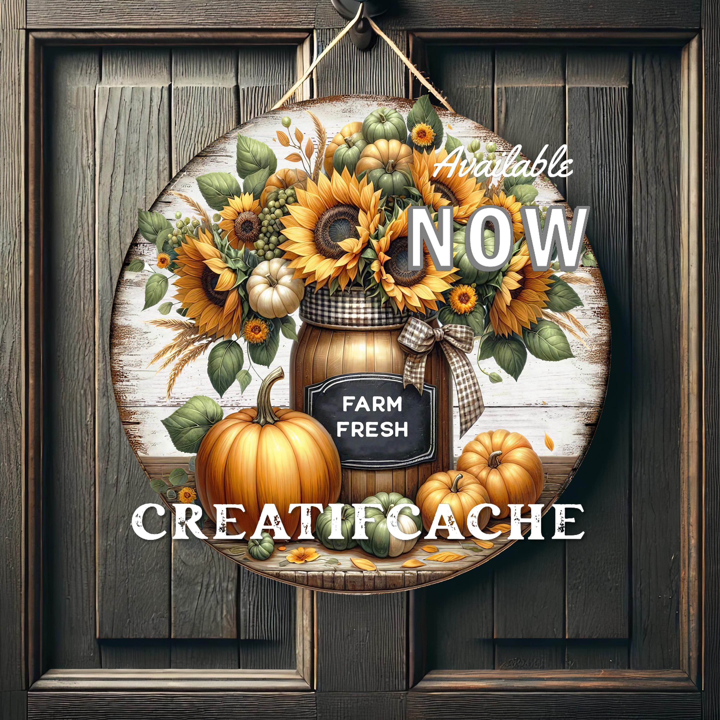 Sunflower Farm Sign: Rustic Autumn Wreath Decor (PNG, JPEG) - Etsy