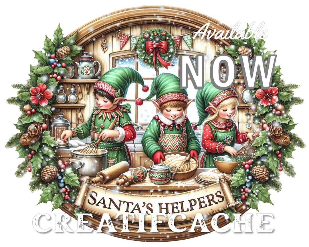 Santas Little Helpers, Elves, Baking, Sublimation DIY Sign, Door Hanger ...