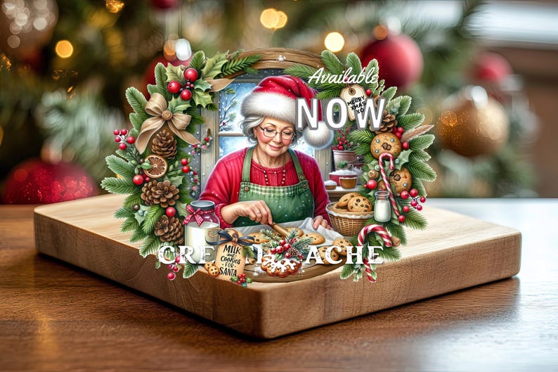 Mrs Claus, Christmas Kitchen, Xmas Sublimation, Milk and Cookies ...