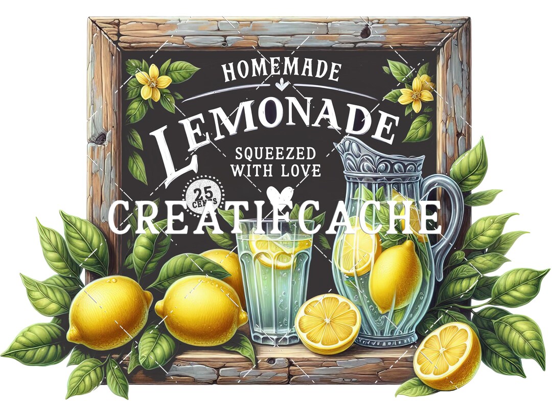 Homemade Lemonade DIY Sign, Chalkboard Farmhouse Lemons, Lemonade ...