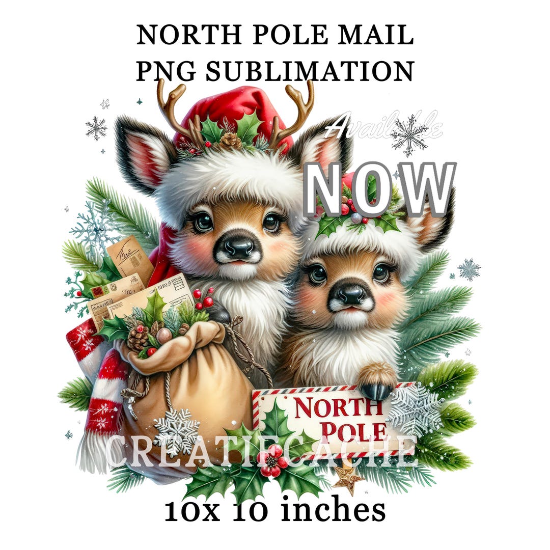 North Pole Reindeer Mail PNG Sublimation, Christmas Digital Sign ...