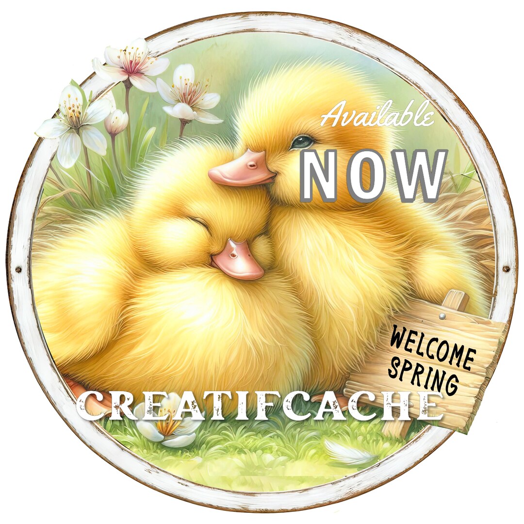 Spring Ducklings PNG Round Sublimation Digital Printable Wreath ...