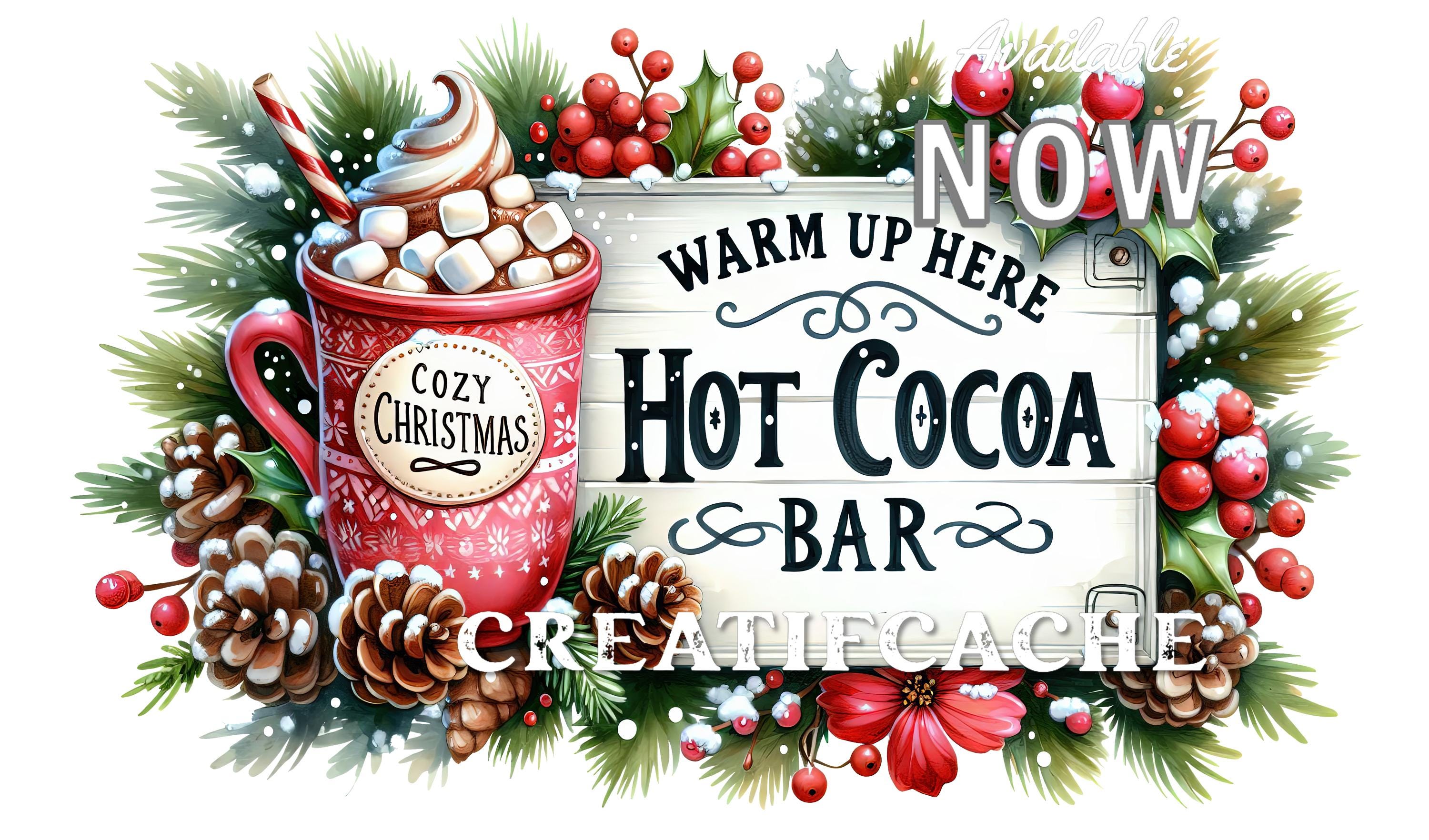Christmas Hot Cocoa Bar Digital PNG Metal Sign, DIY Transfer ...