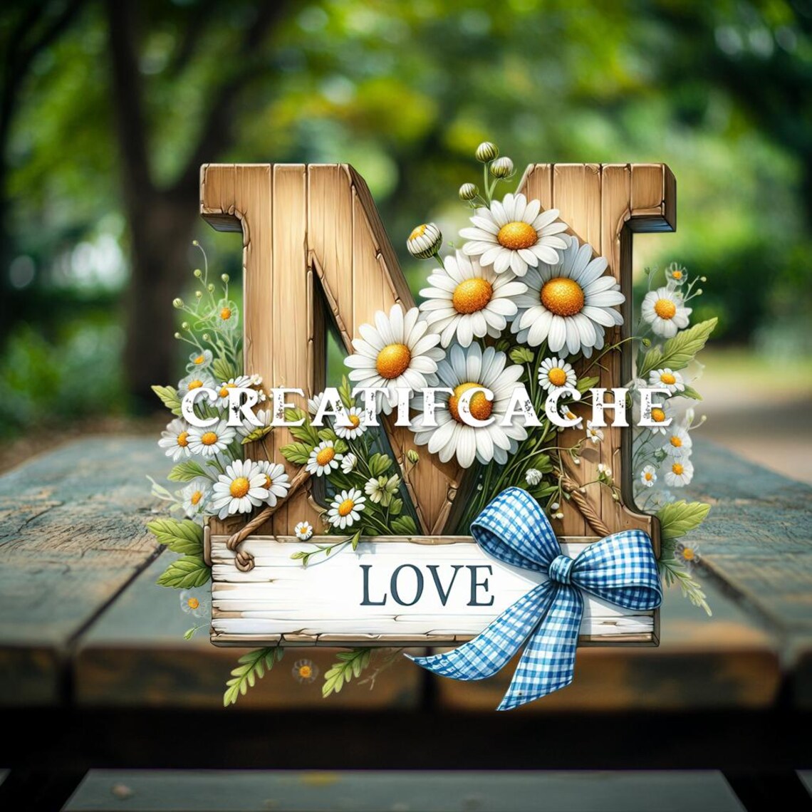 Mother's Day, Wood Letter M, M for Mom, Love Mom, Daisies, Gingham ...