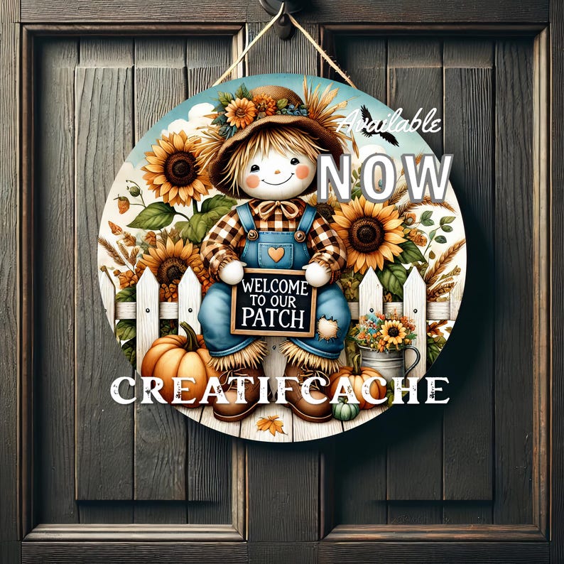 Cute Scarecrow, Pumpkin Patch, Welcome to Our Patch, PNG, Digital ...