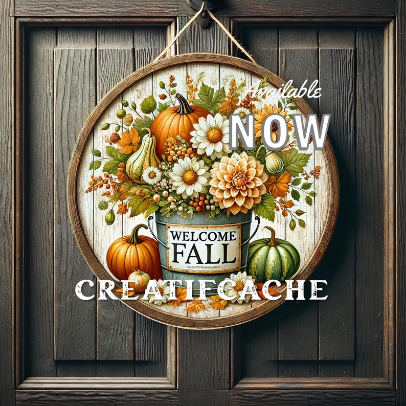 Farmhouse, Welcome Fall, Dahlias, Metal Bucket, Autumn, Wreath Sign ...