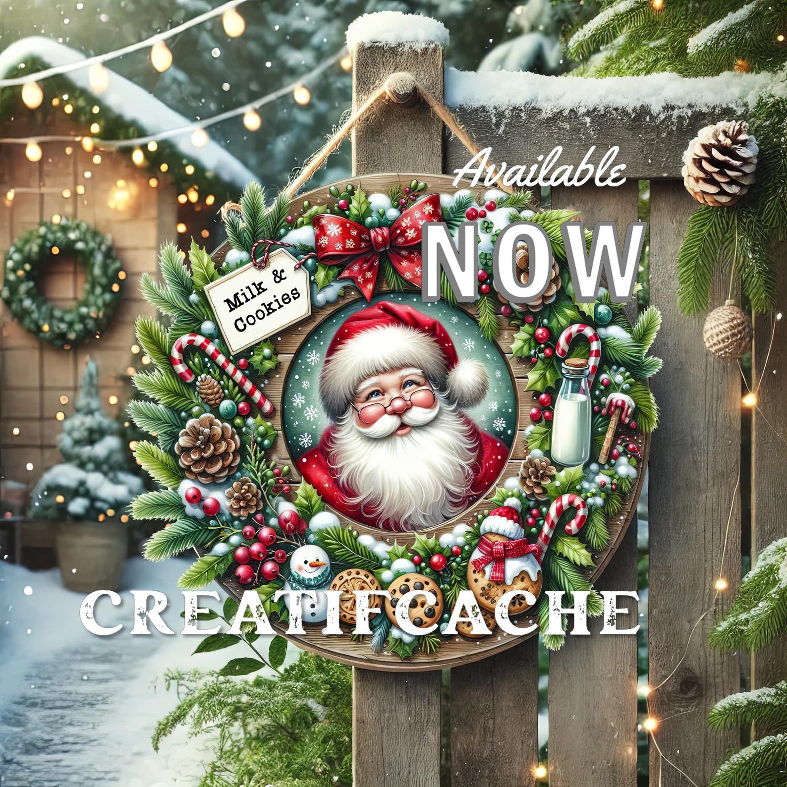 Milk and Cookies, Santa Sublimation Circle, DIY, Sign, Xmas Decot, PNG ...