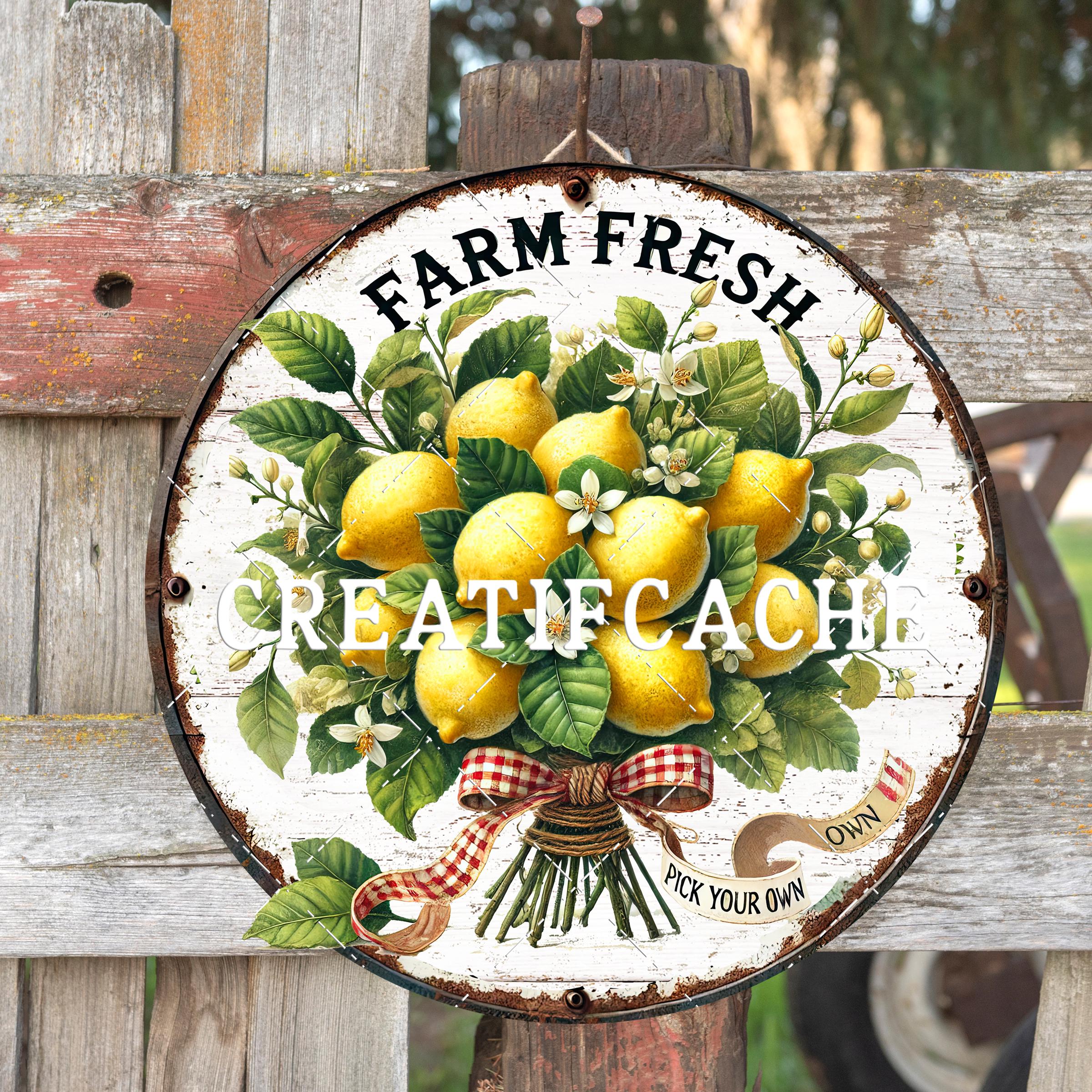 Round Rustic Vintage Farmhouse Lemon Bouquet Summer Fruit DIY Craft ...
