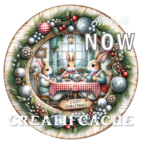 Christmas Elves Circle DIY Sign Xmas Kitchen Round Door Hanger Digital ...