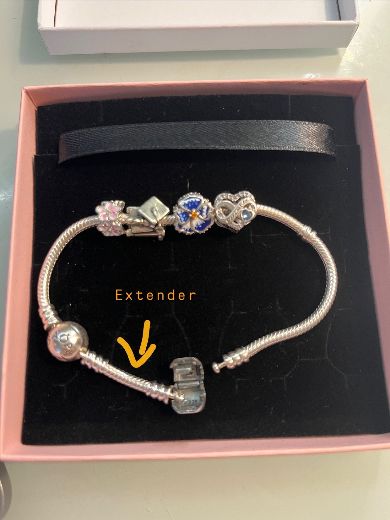 925 Sterling Silver Charm Bracelet Extender Clasp 3.5cm (1.35inches ...