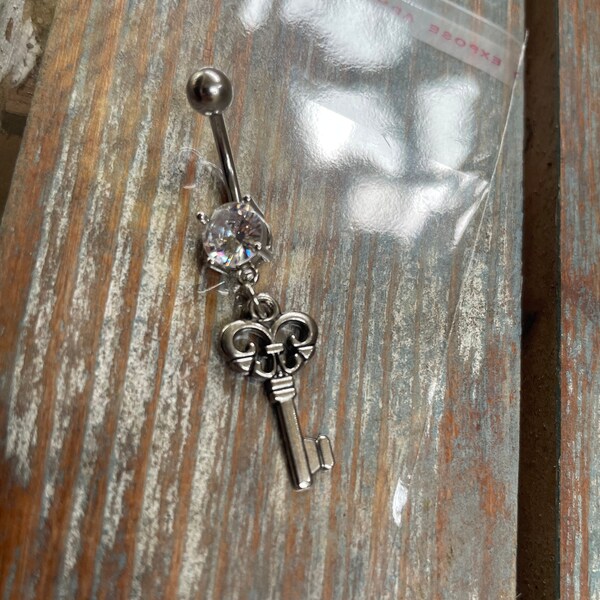 Key Belly Ring - Etsy
