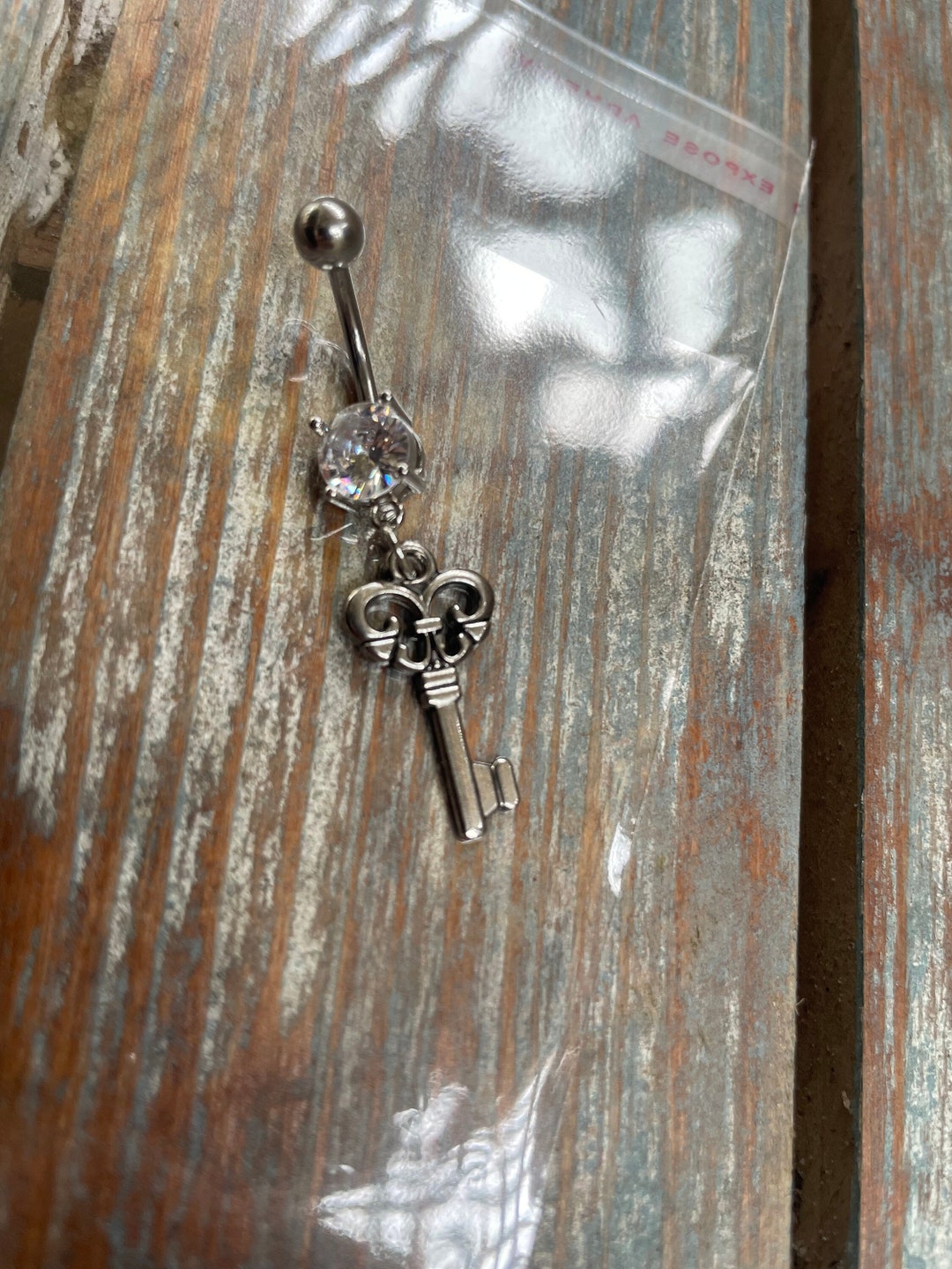 Skeleton Key Dangle Belly Button Barbell - Etsy