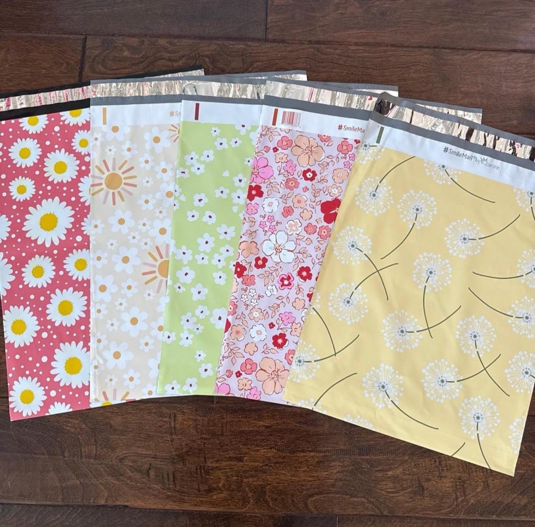10 OR 20 Pack - 12x15.5" Large Beautiful Floral 5 Patterns Poly Mailers ...