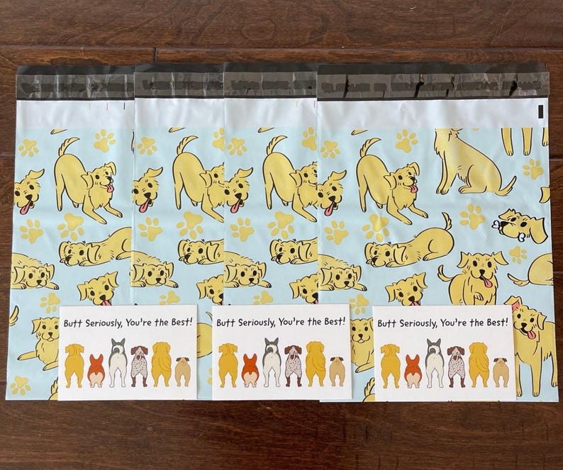 50 Pack - Super Cute Puppy 10x13" Poly Mailers & 4x6" Insert Cards Mix ...