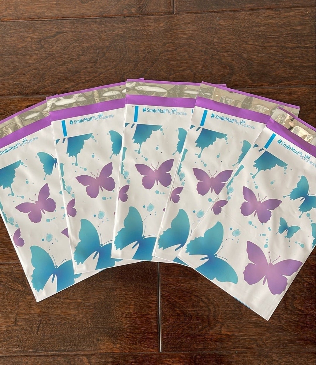 25 OR 50 Pack - 6x9" Blue/purple Butterflies Designer Poly Mailers! Non ...
