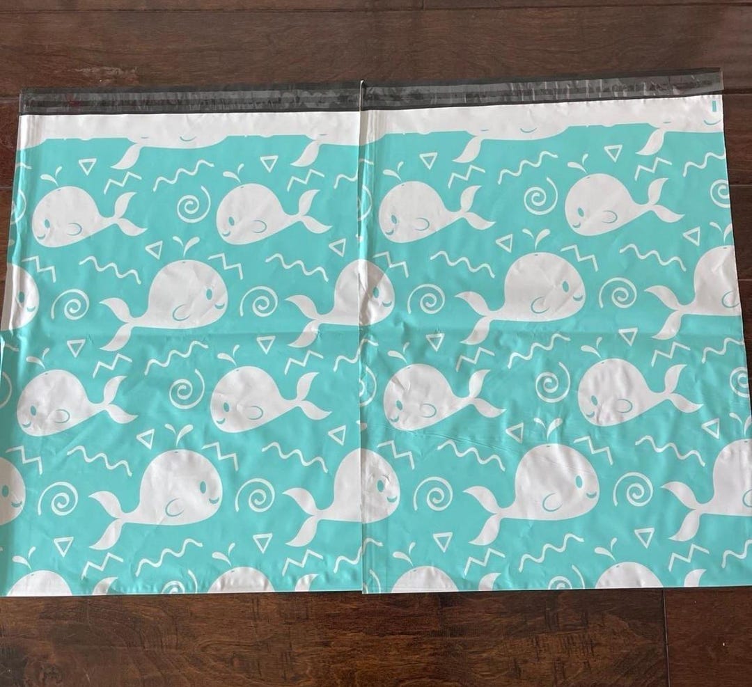 10 or 20 Pack - 19x24" XXL Cute Whales Designer Poly Mailers! Non ...
