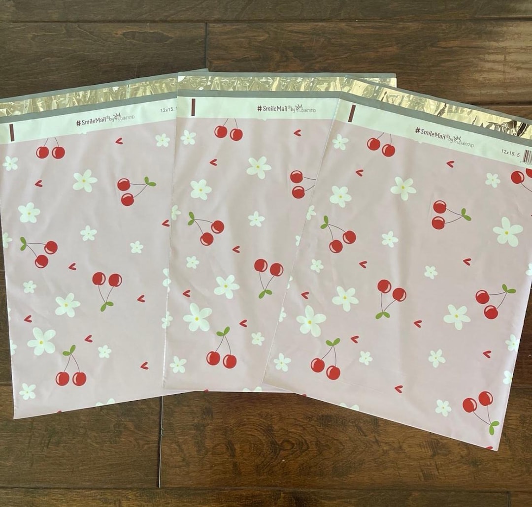 10 or 20 Pack - 12x15.5" Large Cherries Designer Poly Mailers! Non ...