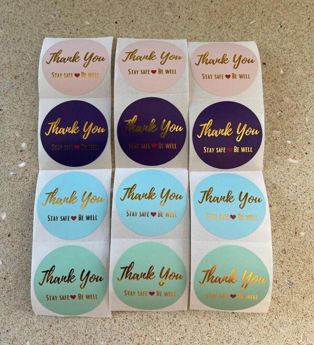 100 Pack - 1.5" Beautiful Thank You Stay Safe Be Well Stickers Thank ...